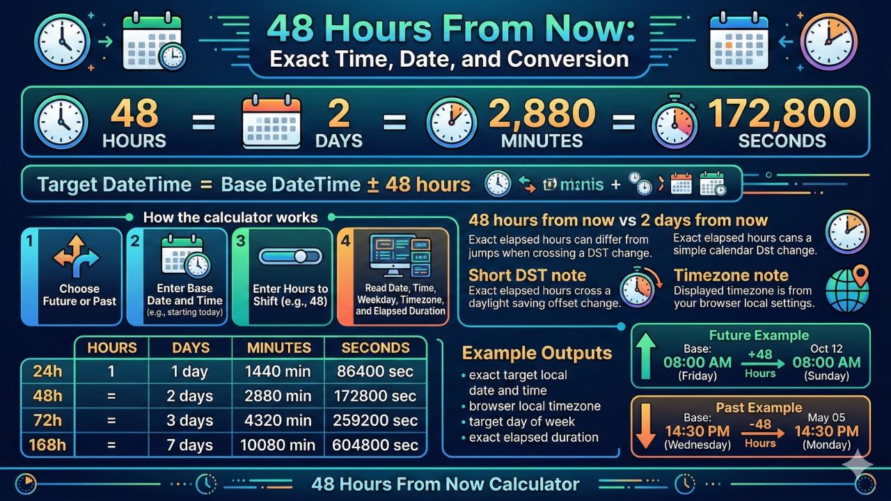 48 Hours From Now Calculator: Exact Date and Time Answer