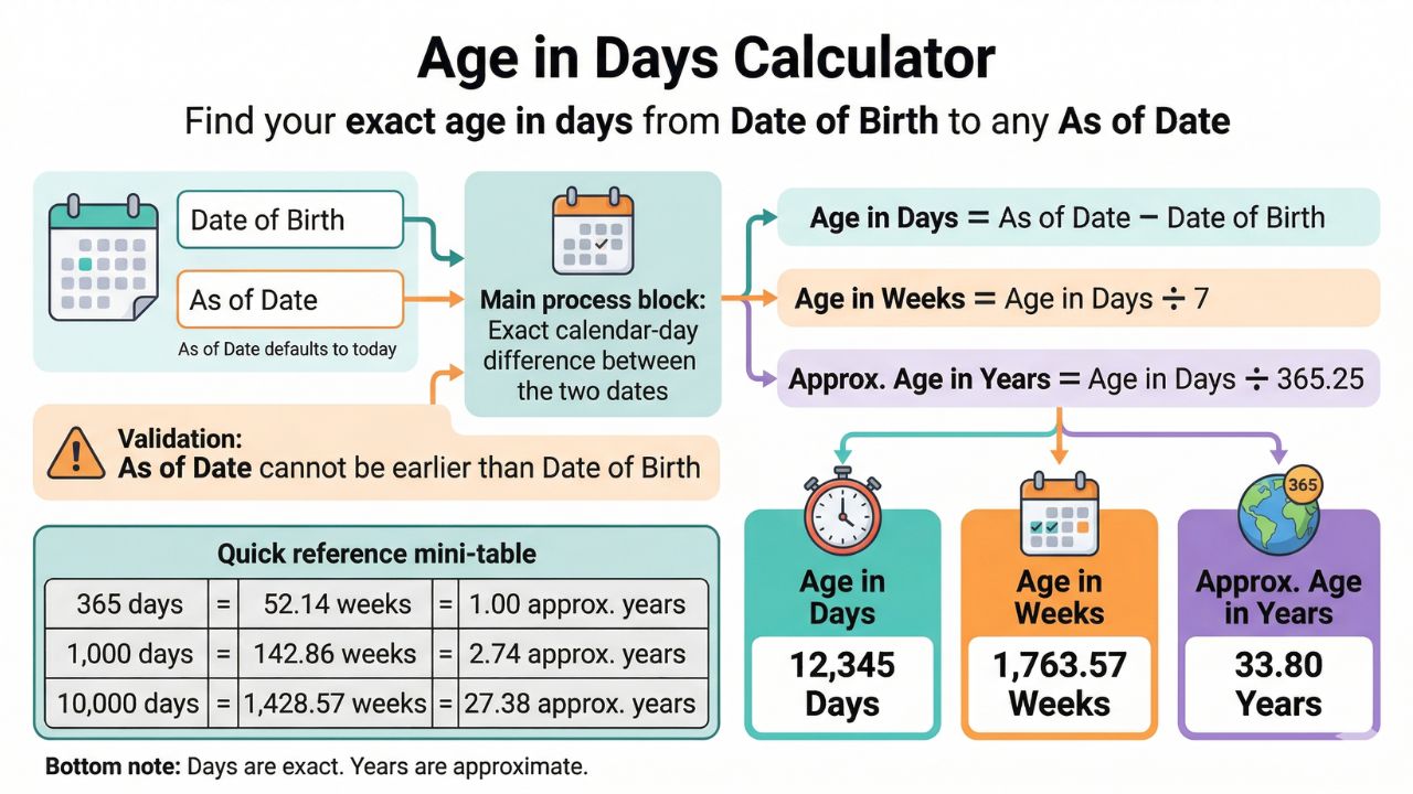 How Many Days Old Am I? Exact Age in Days Calculator