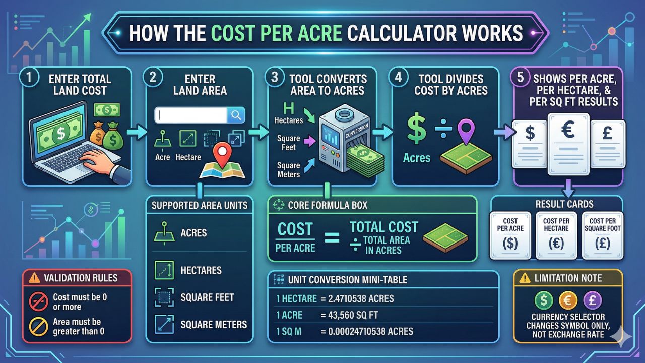 Cost Per Acre Calculator | Price Per Acre, Hectare & Sq Ft