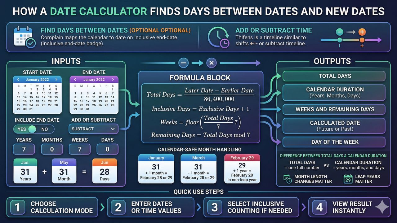 Date Calculator: Days Between Dates and Add or Subtract Time