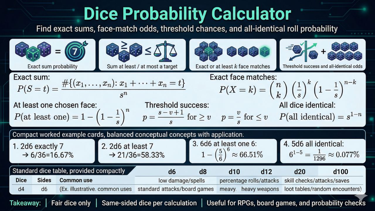 Dice Probability Calculator - Axiscalc