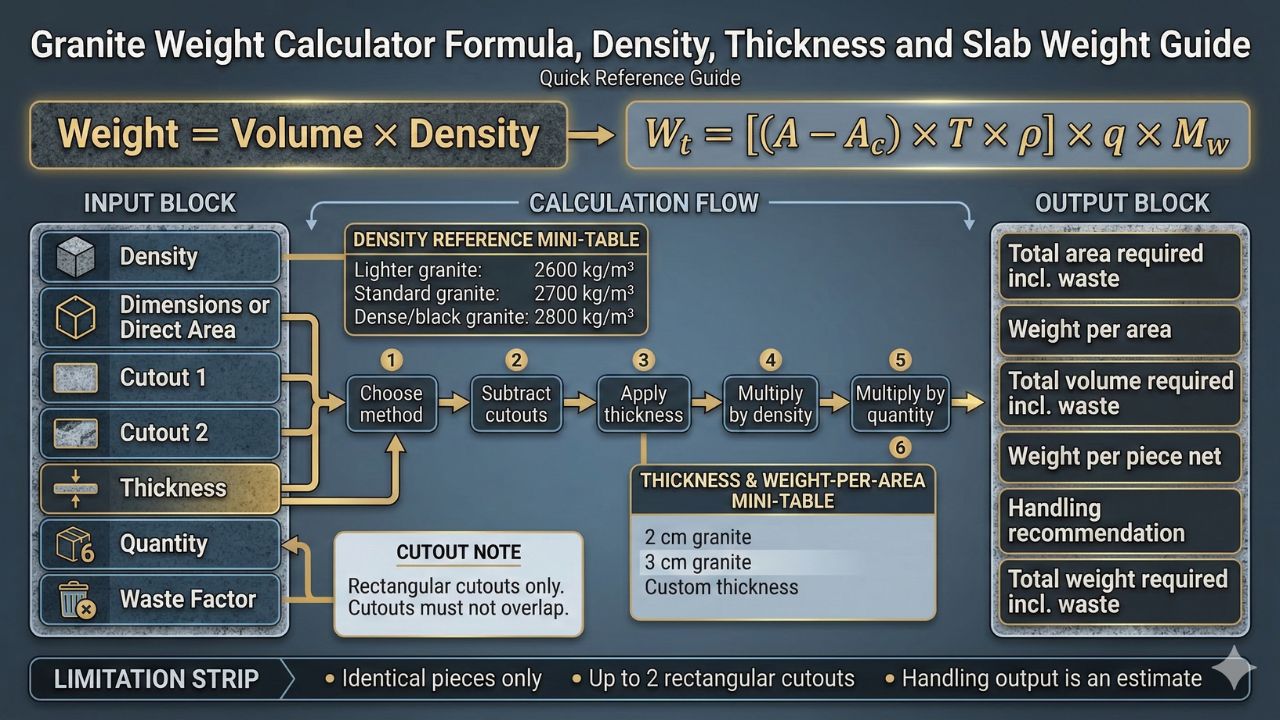 Granite Weight Calculator With Cutouts, Density and Waste