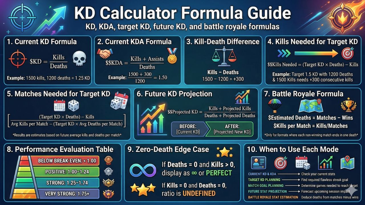 KD Calculator with KDA, Target KD, Match Goals, and BR Mode