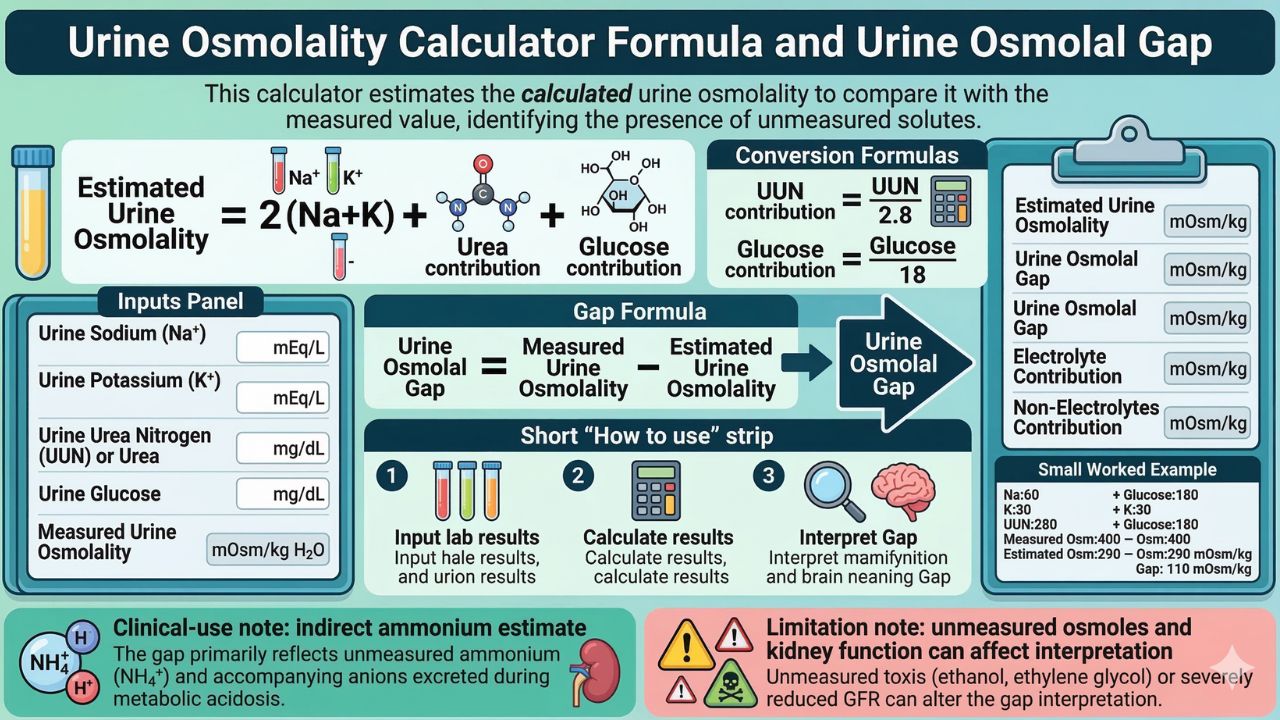 Urine Osmolality Calculator With Urea and Glucose Formula