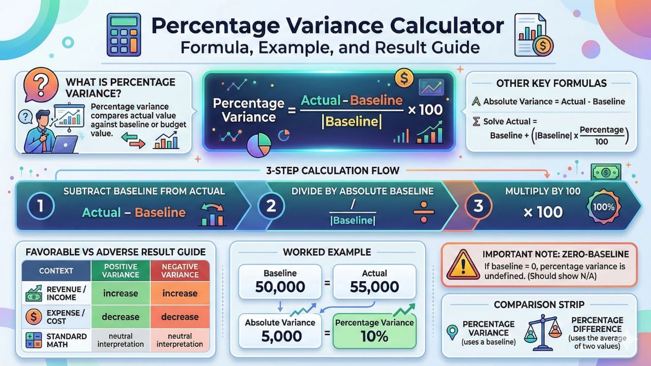 Percentage Variance Calculator for Budget vs Actual Results