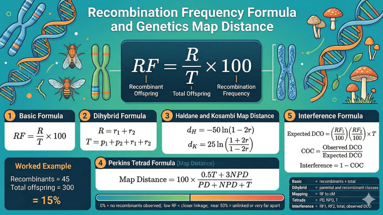 Recombination Frequency Calculator for Genetics Cross Data