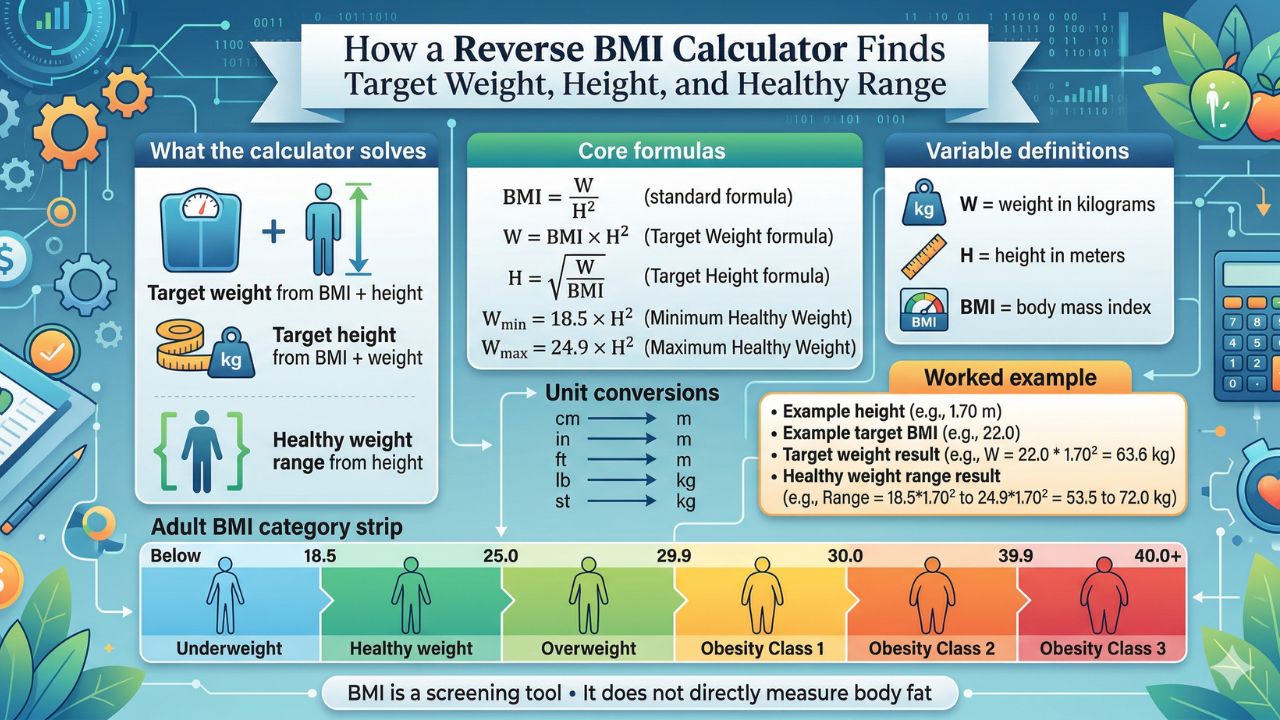 Reverse BMI Calculator for Target Weight and Healthy Range