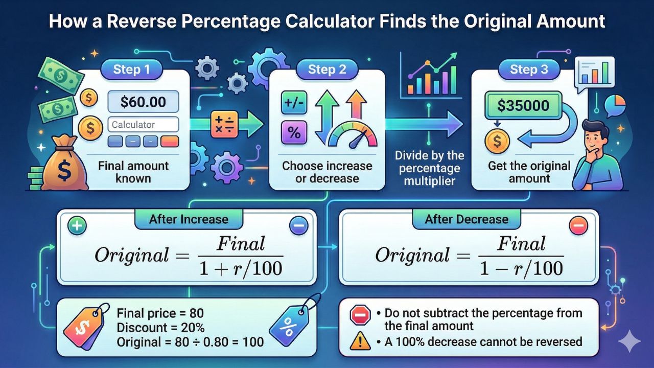 Reverse Percentage Calculator for Original Price and VAT