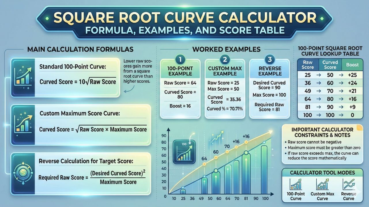 Square Root Curve Calculator with Formula, Table and Examples