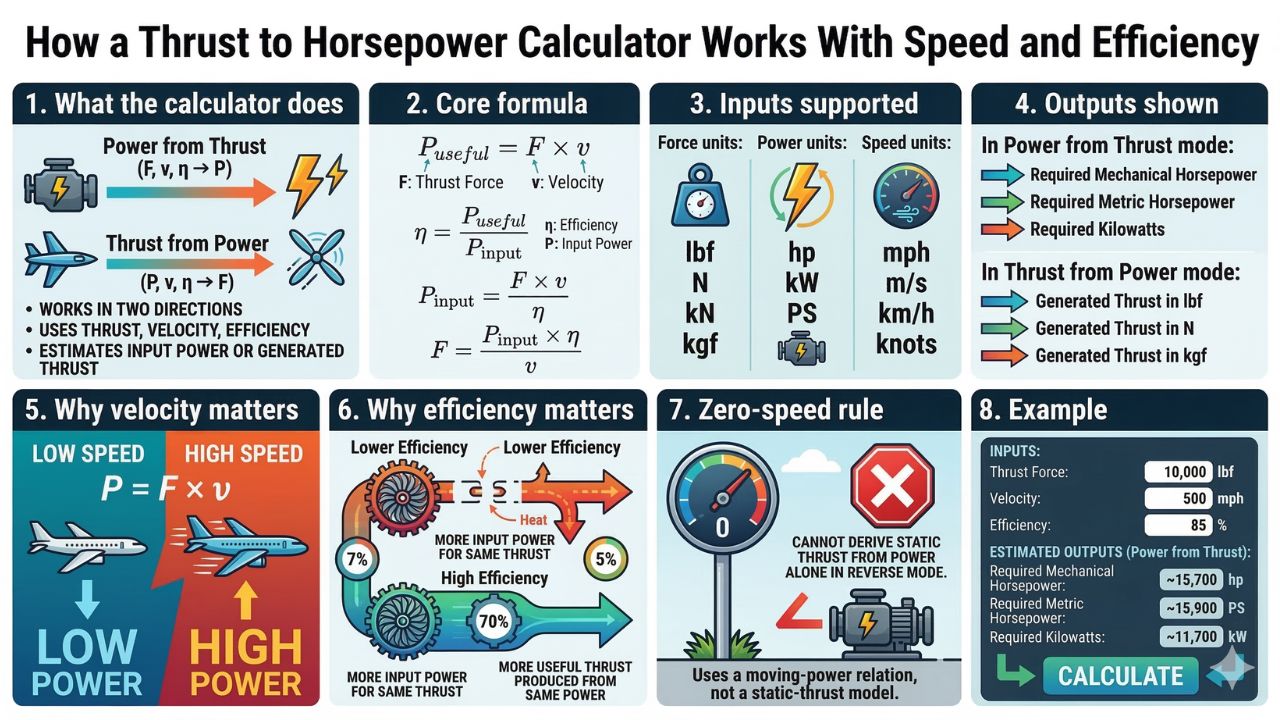 Thrust to Horsepower Calculator With Efficiency and Speed