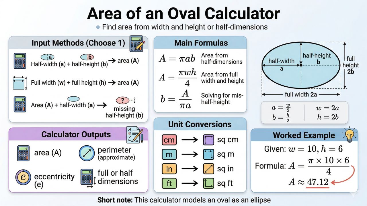Area of an Oval Calculator From Width and Height - Axiscalc