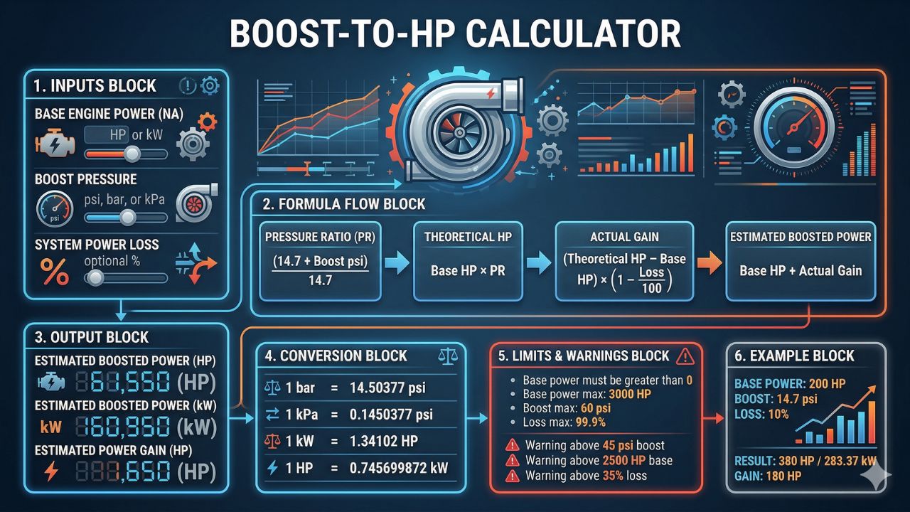 Boost to HP Calculator: Estimate HP From Boost Pressure