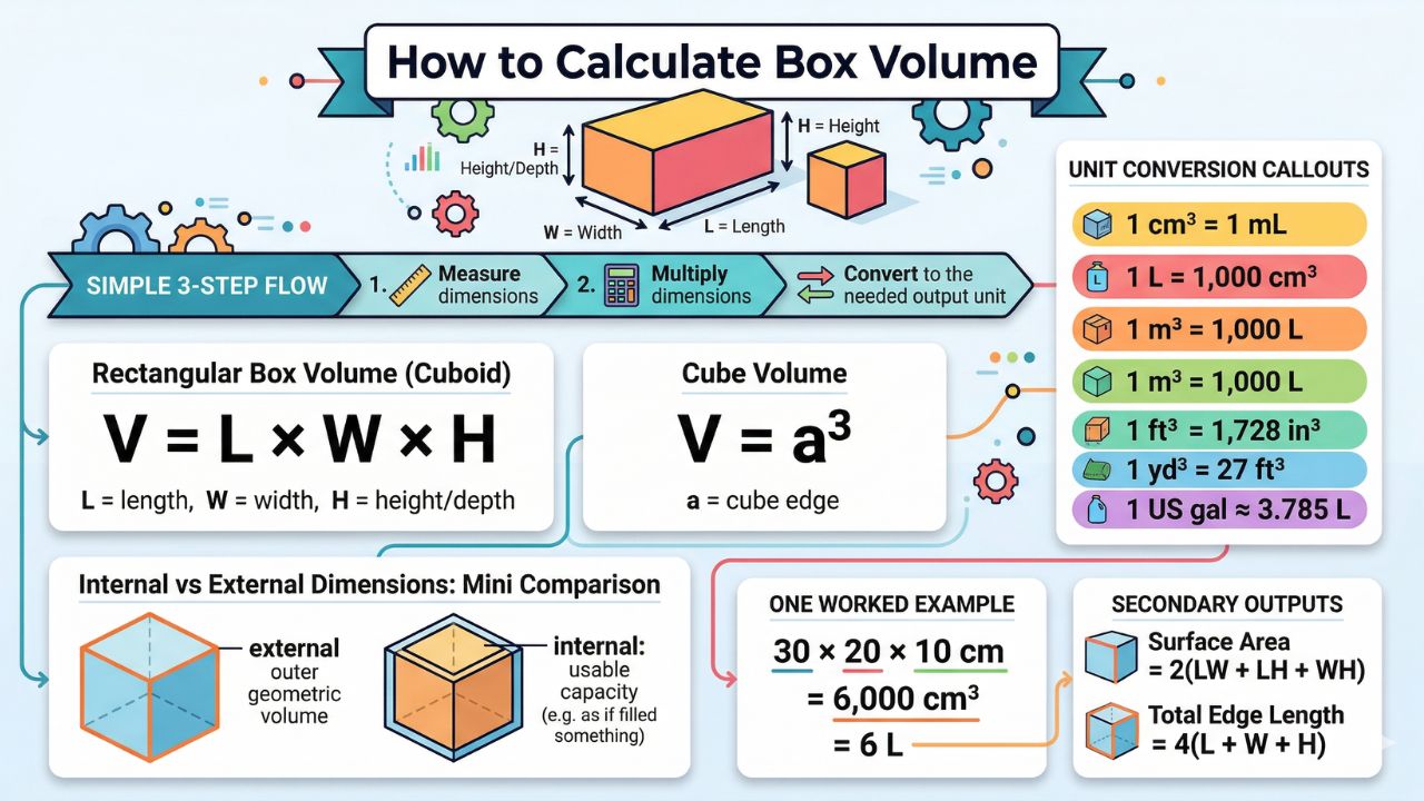 Box Volume Calculator – Find Volume, Capacity, ft³, m³