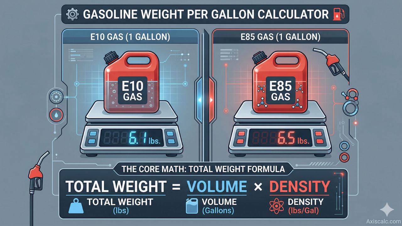 Gasoline Weight Per Gallon Calculator | Fuel Weight Cal